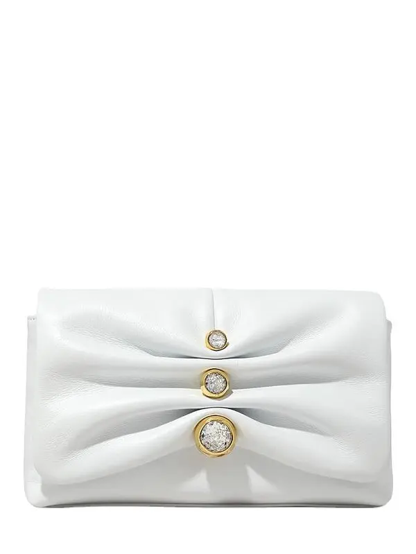 Alexis Bittar Ruched Crystal Crossbody - White