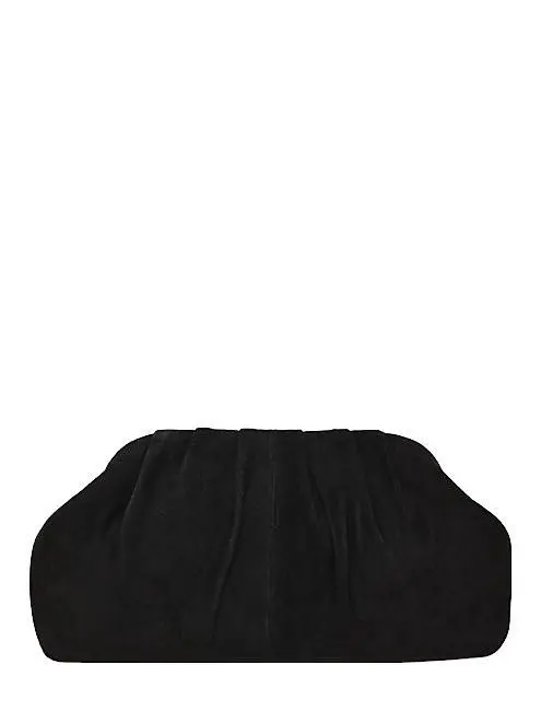 PHASE EIGHT Suede Clutch With Detachable Chain - Black