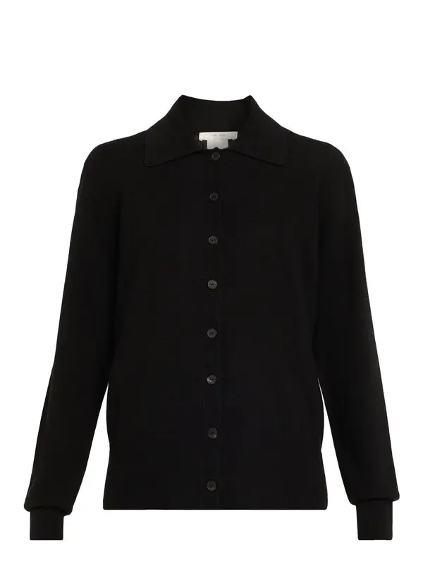 THE ROW Lillia Cashmere Collared Cardigan - Blk