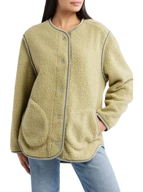 UGG Emmersyn Braid Trim Fleece Coat - Muted Brass