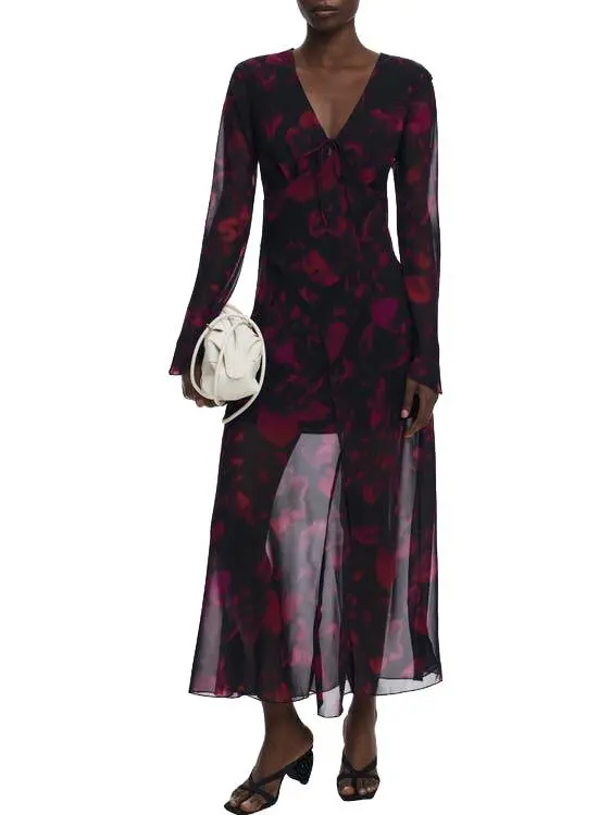 Desigual Floral Mesh Maxi Dress - Lilac