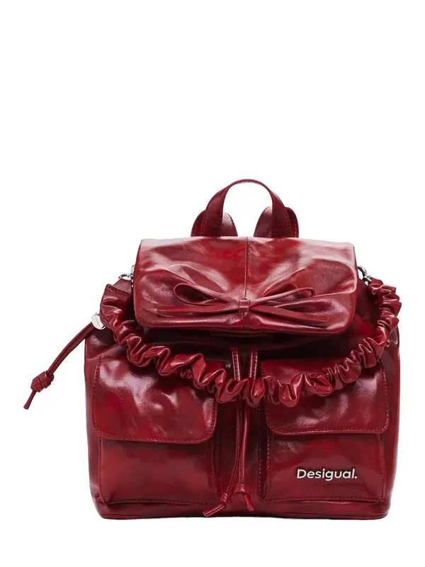 Desigual Bow Accent Faux Leather Backpack - Red