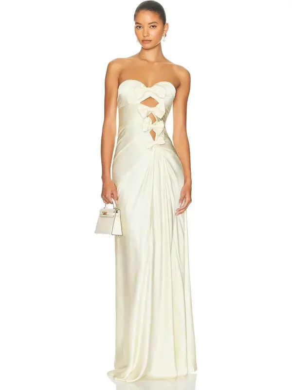 HELSA The Silk Faye Dress - Egg Shell