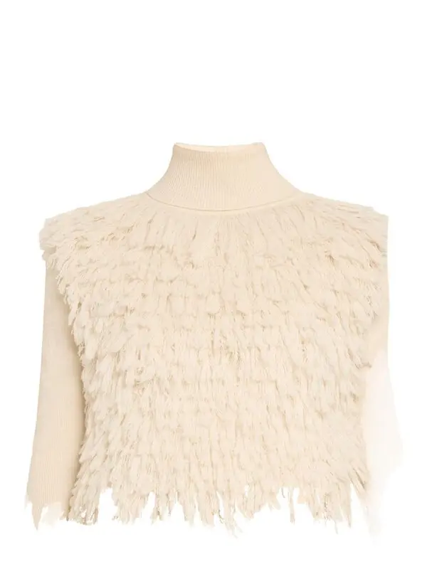 Brandon Maxwell The Chapin Furry Knit Turtleneck Sweater - Ivory