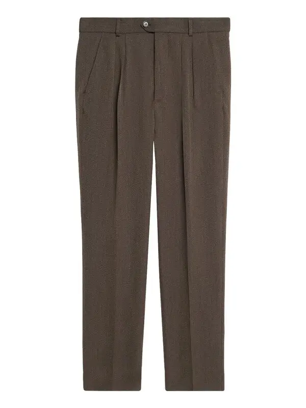 Loro Piana Stafford Wool Twill Pleated Trousers - Tarmac Melange