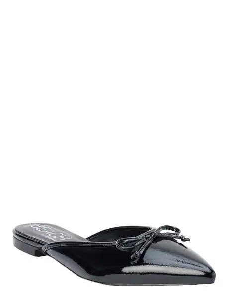 Matisse Pointed Toe Mule With Bow Detailing - Black Patent