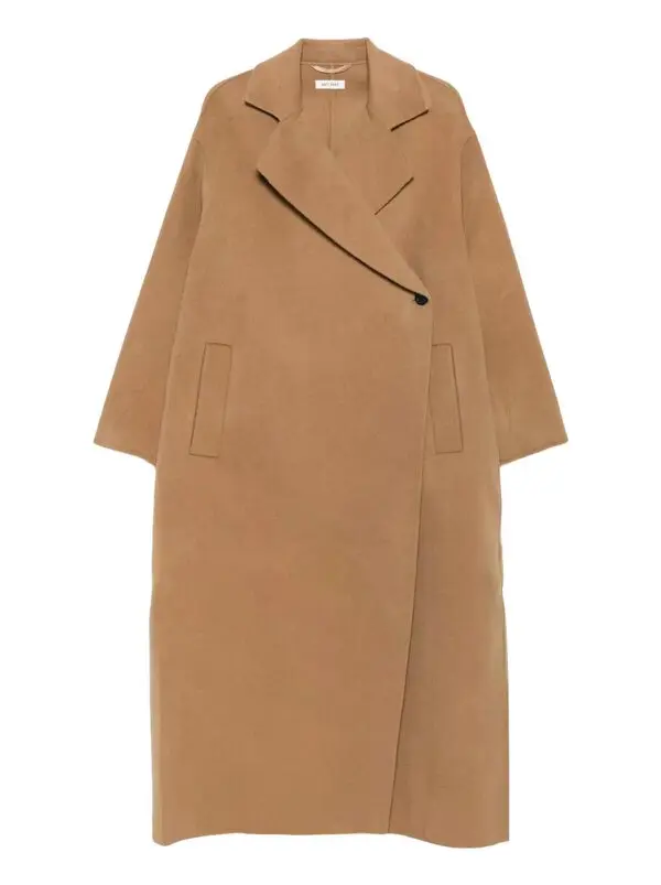 Soft Goat Double-breasted Patch-pocket Coat - Neutrals