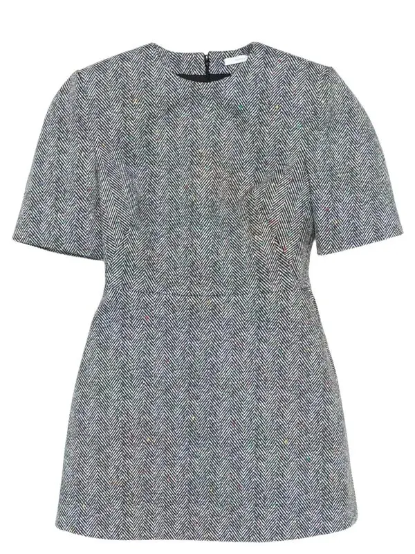 Givenchy Short-sleeve Herringbone Mini Dress - Black