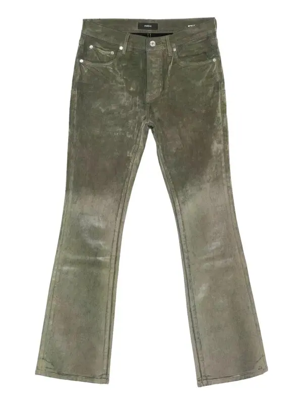 PURPLE BRAND Flocked Flare Jeans - Green