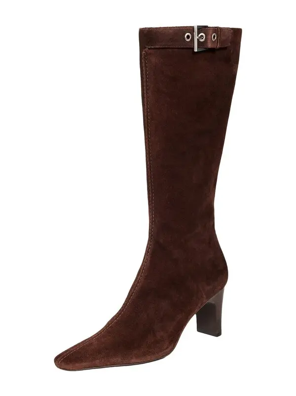 REFORMATION Tatyana Knee High Boots - Espresso Suede