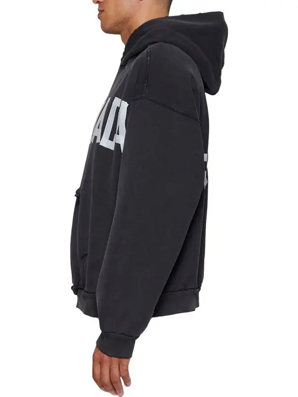 Balenciaga Ripped Pocket Graphic Hoodie - Black