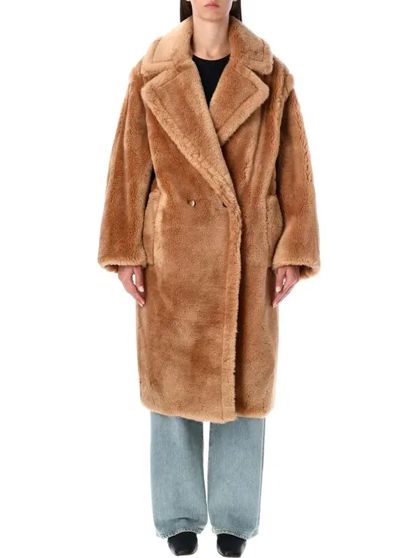 STAND STUDIO Biba Long Faux Fur Coat - Beige