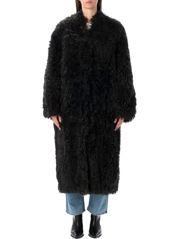 STAND STUDIO Carolina Long Curly Faux-fur Coat - Grey