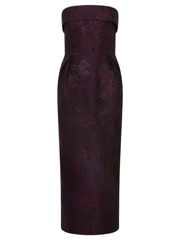 Rebecca Vallance Strapless Floral-brocade Midi Dress - Purple
