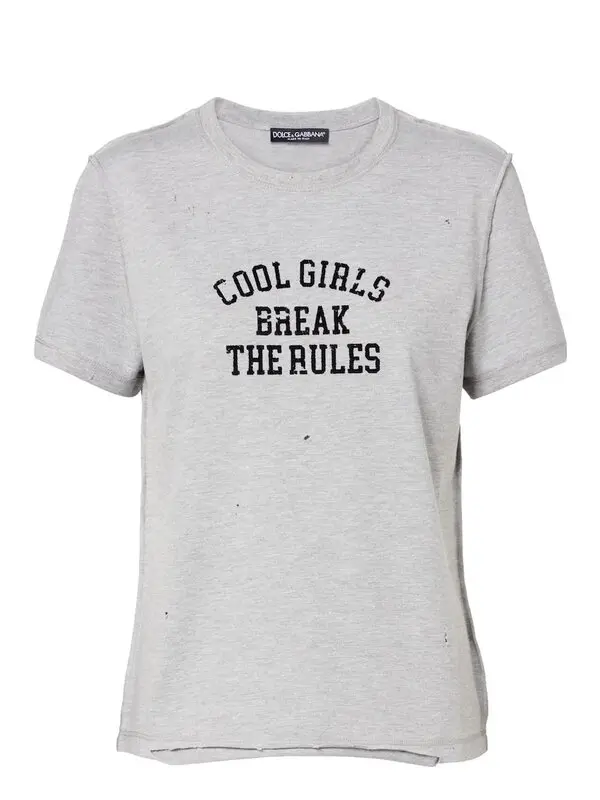 Dolce & Gabbana Printed Cotton-blend Jersey T-shirt - Grey