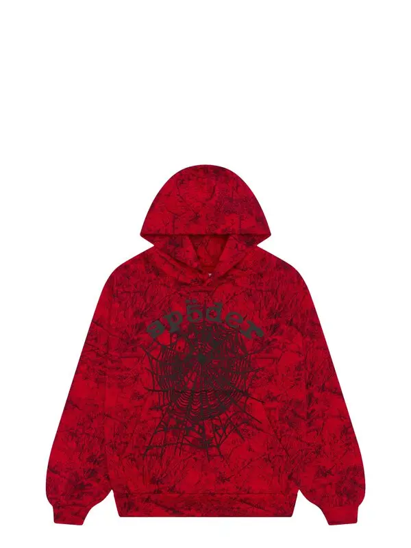 SP5DER Og Tree Camo Hoodie - Red