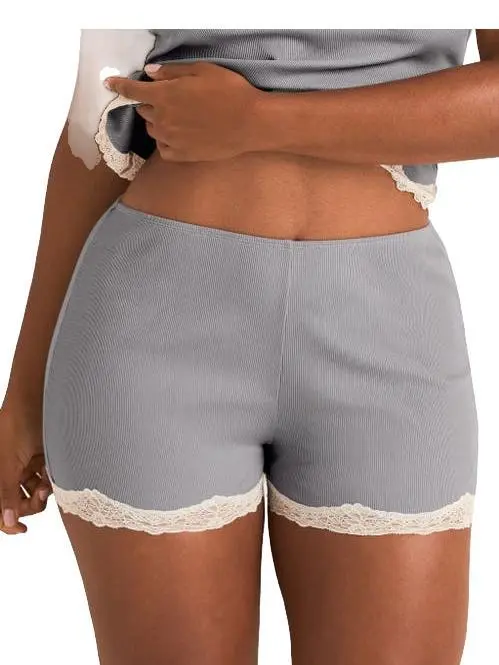 ADORE ME Rib Knit Biker Short - Medium Grey