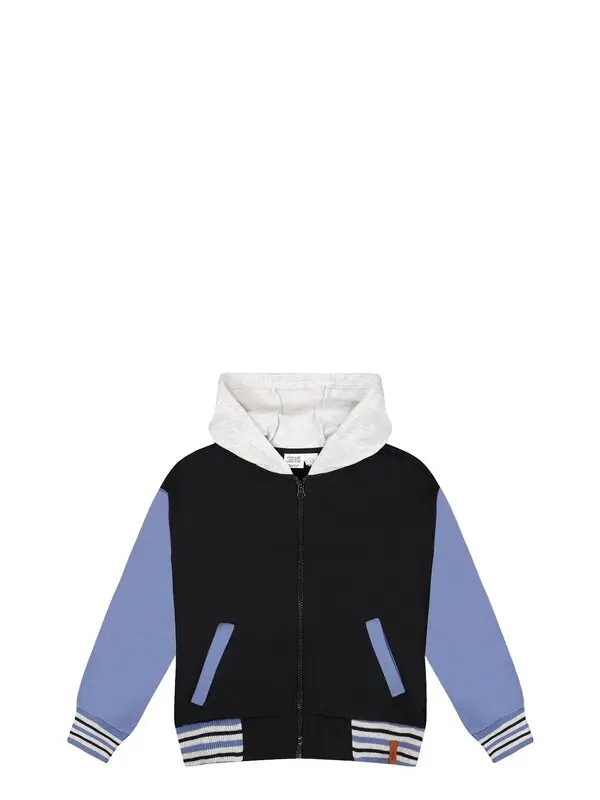 DEUX PAR DEUX Full Zip Hooded Fleece Jacket - Black