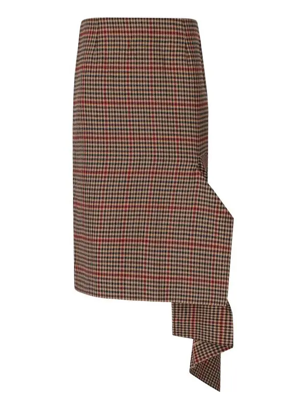 Essentiel Antwerp Ifeather Tartan Midi Skirt - Brown