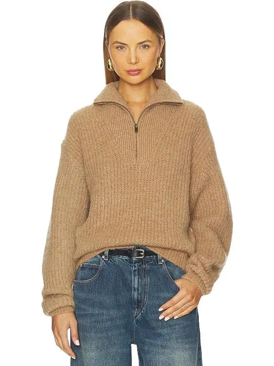 Isabel Marant Danita Quarter Zip Sweater - Taupe