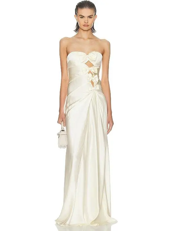 HELSA The Silk Faye Dress - Egg Shell