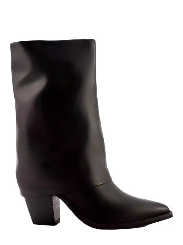 JULIE DEE 80mm Folded-cuff Pointed-toe Boots - Black