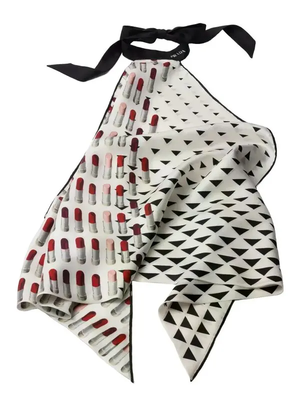 Prada Printed Silk Halterneck Top - White
