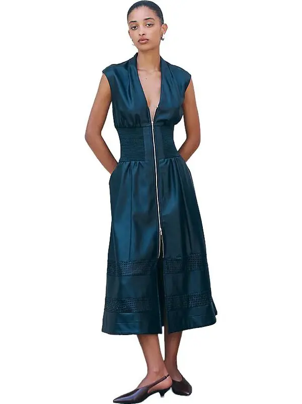 Anthropologie Faux-leather Midi Shirt Dress - Black Onyx