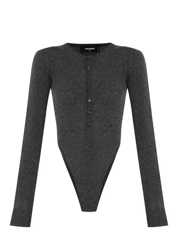Dsquared2 Logo Appliqué Wool Bodysuit - Grey