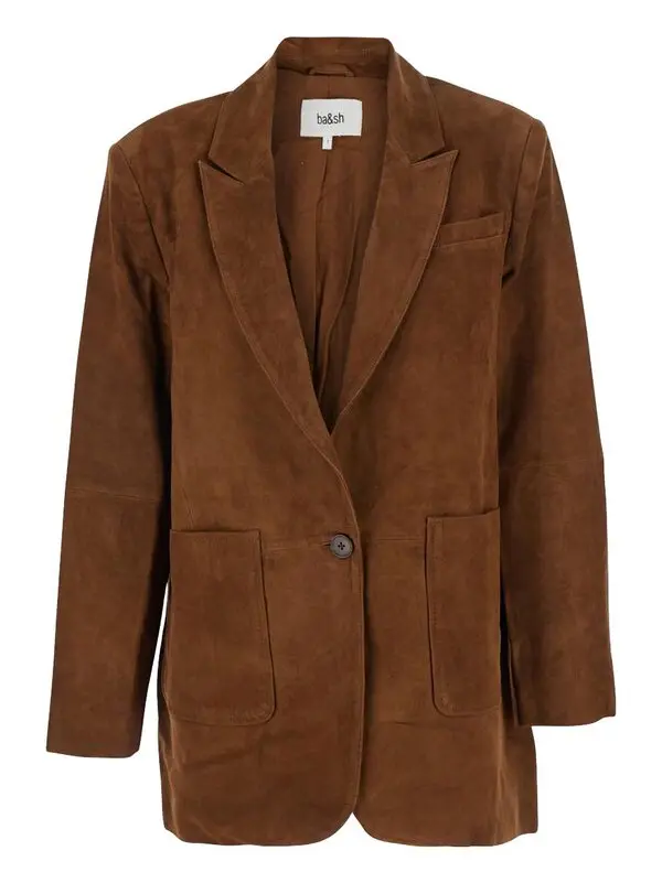Ba&sh Mosty Single-breasted Suede Jacket - Brown