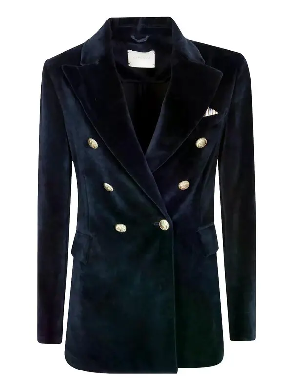 CIRCOLO 1901 Double-breasted Velvet Jacket - Blue