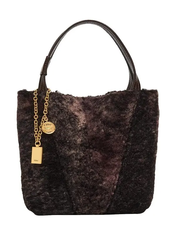 Chloé Spin Mini Shearling Tote Bag - Kohl Brown