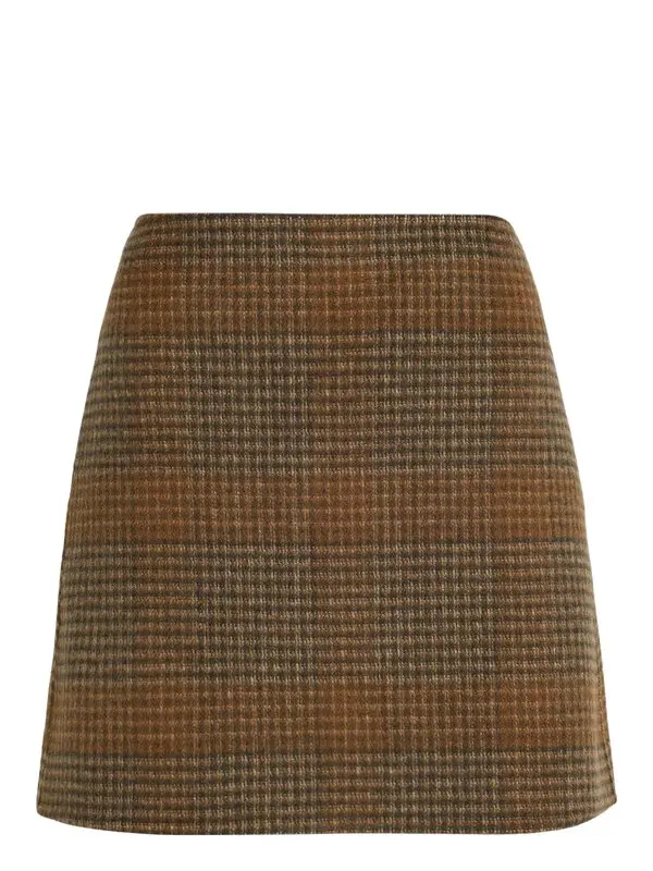 Theory Plaid Tweed Mini Skirt - Brass Multi