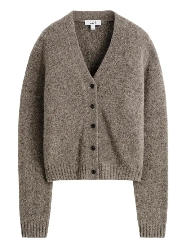Cos Cropped Alpaca-blend Cardigan - Beige