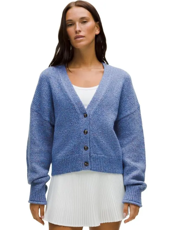 Lululemon Wool-blend Button-up Oversized Cardigan - Heathered Wild Indigo