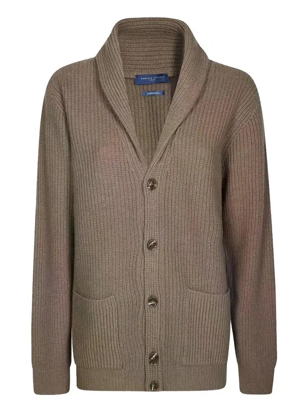 DANIELE FIESOLI Shawl-collar Ribbed Cardigan - Brown