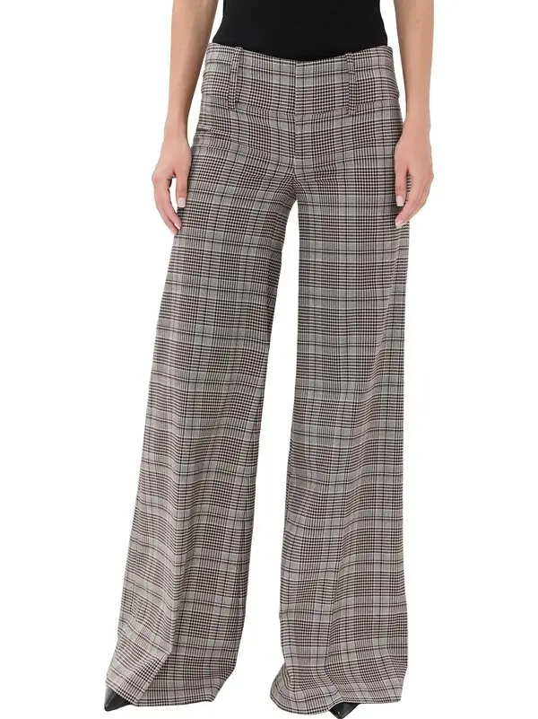 Alice + Olivia Olivia Low Rise Wide Leg Pants - Black/off White/dark Chocolate