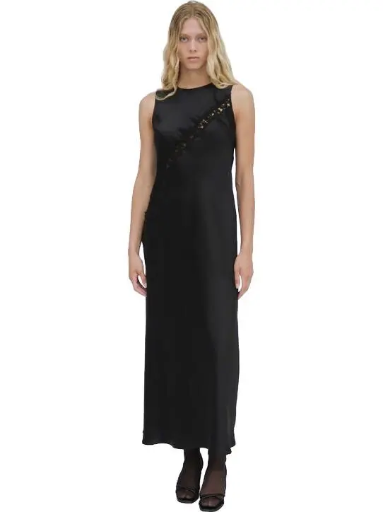 Rosetta Getty Bias Lace Panel Dress - Black