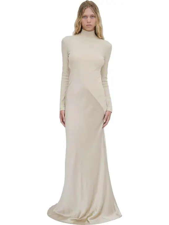 Rosetta Getty Bias Turtleneck Combo Maxi Dress - White