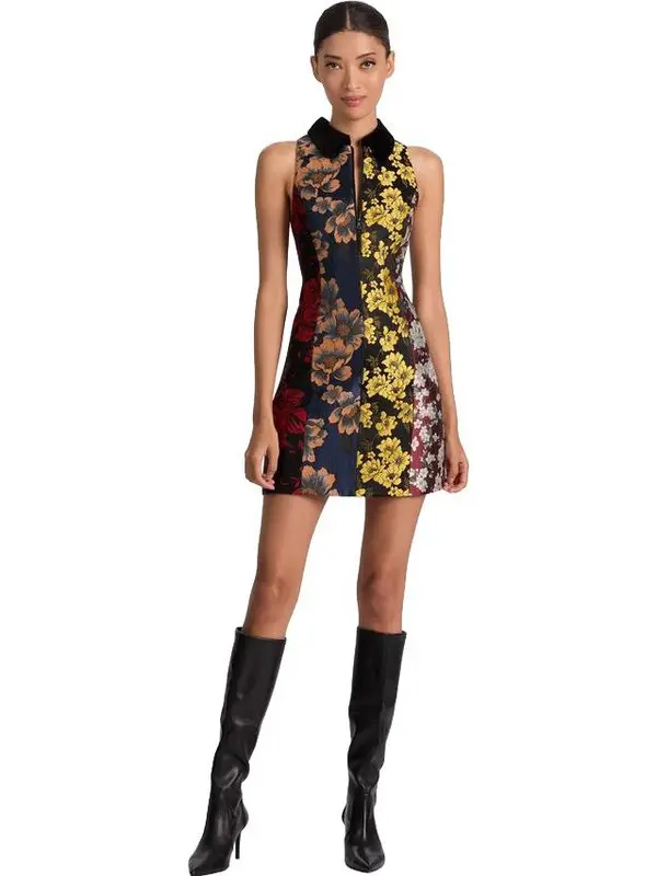 Alice + Olivia Velia Collared Mini Dress - Black