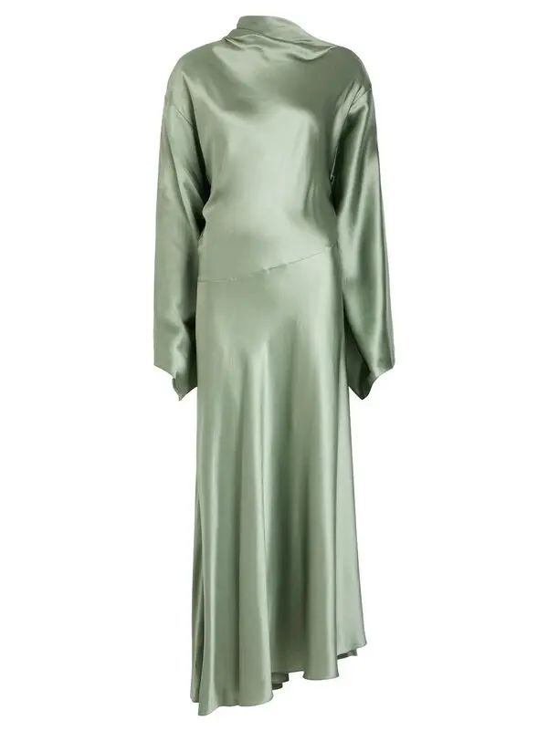 DE LA VALI Bayamo Draped Silk-blend Maxi Dress - Teal