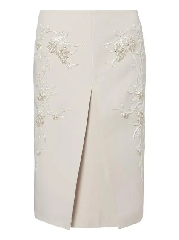 JACQUES WEI Embellished Low-rise Cotton-blend Midi Skirt - Grey