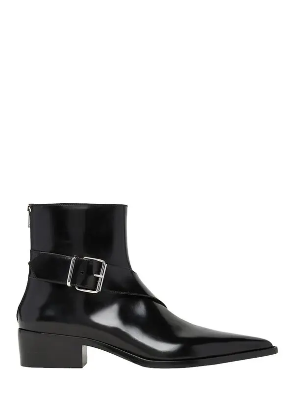 Alexander McQueen Leather Buckle-strap Zip Ankle Boots - Black