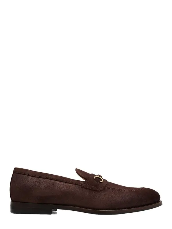 Brunello Cucinelli Oiled Suede Bit Loafers - Dkbrwn