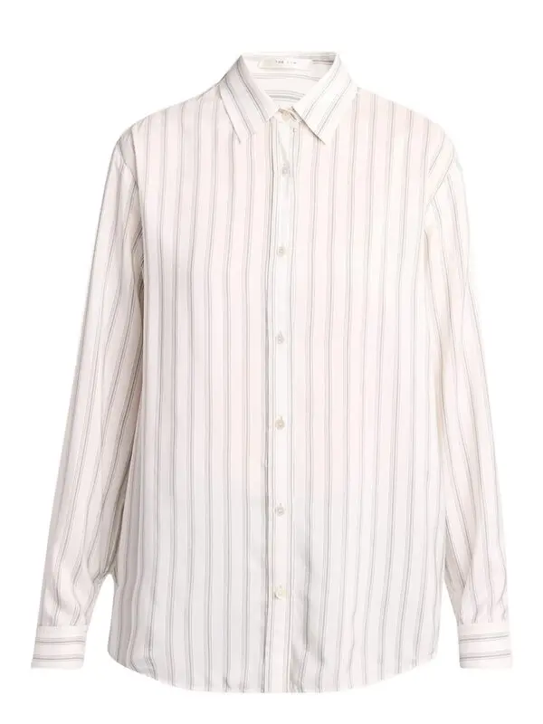 THE ROW Eirlys Striped Silk Shirt - Grey Stripe