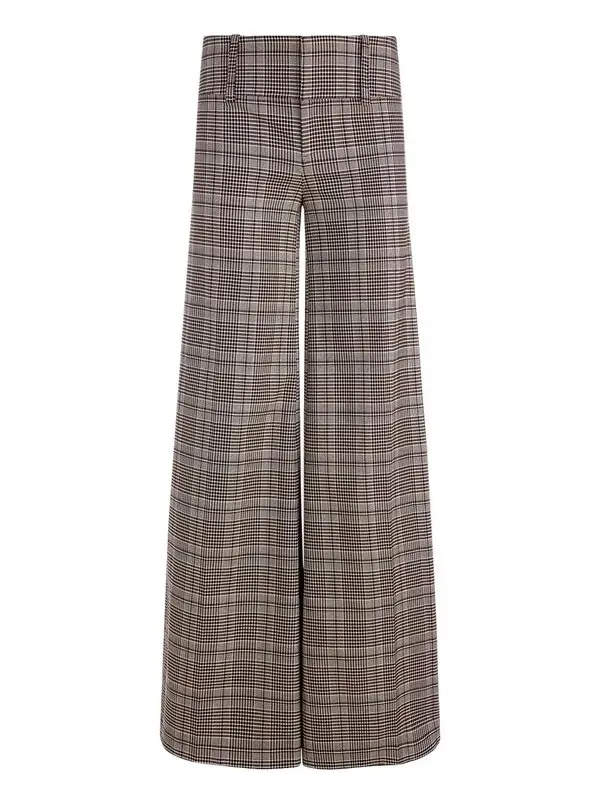 Alice + Olivia Plaid Wide-leg Trousers - Black/off