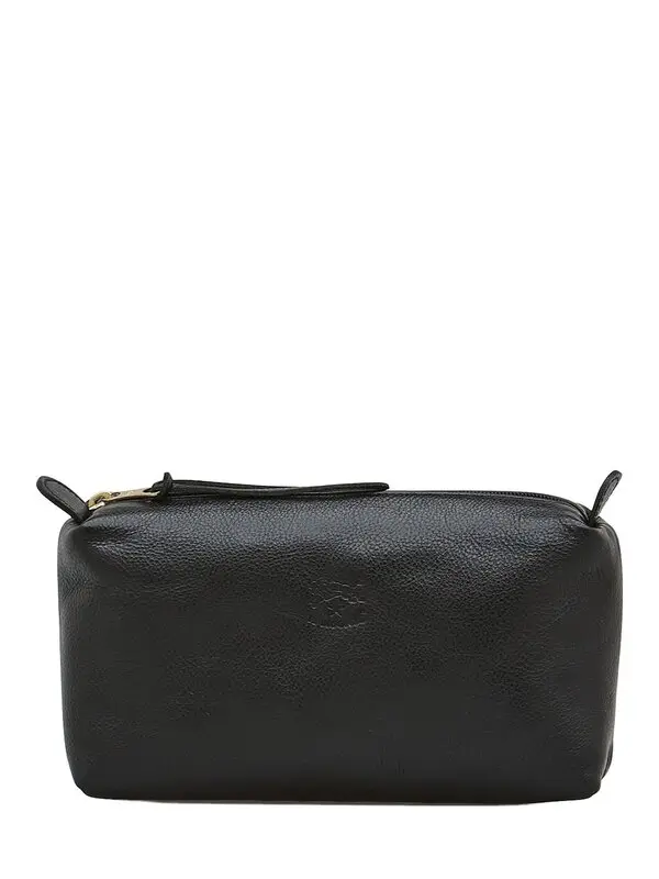 Il Bisonte Leather Cosmetic Bag - Black