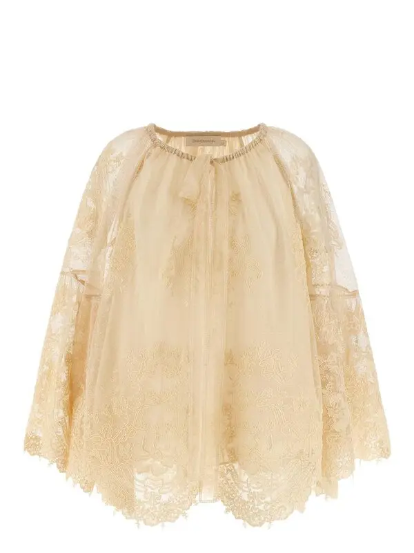 Zimmermann Hypnotic Tiered Lace Blouse - Beige