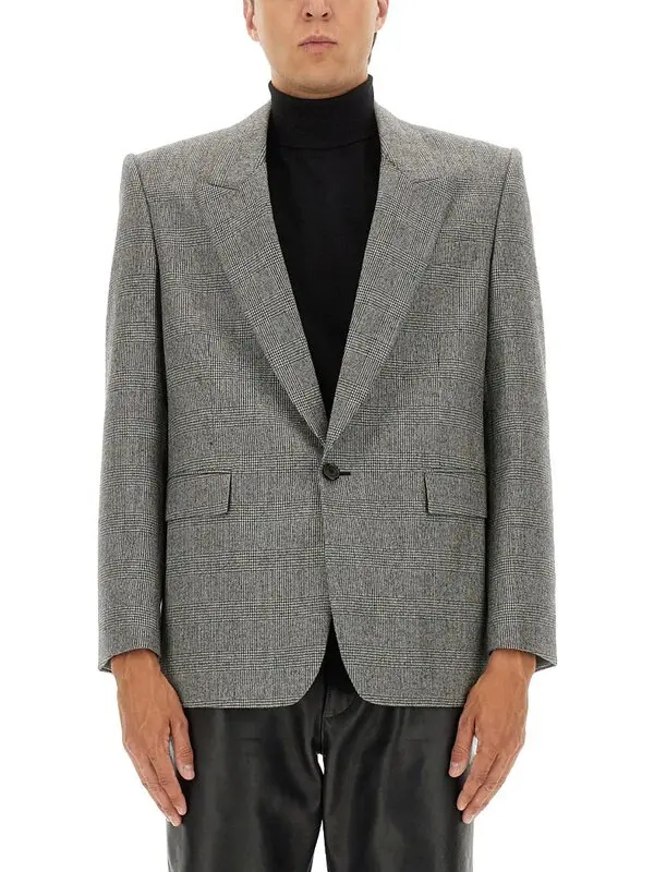 Saint Laurent Single-breasted Wool Flannel Jacket - Grey