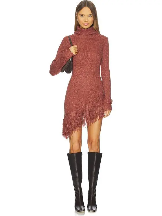 UNDERSTATED LEATHER Fringe Hem Dress - Brown
